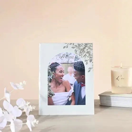 Wedding White Floral Glass Arch Photo Frame - Forget Me Not 247